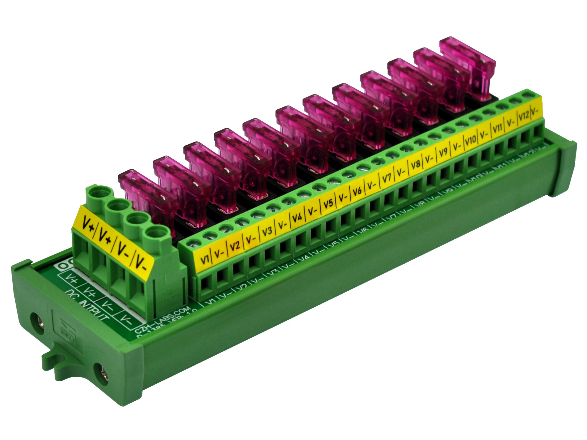 Screw Mount 12 Position DC Power Fuse Distribution Strip Module