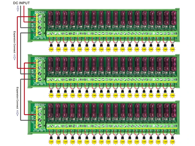 DIN Rail Mount 18 Position DC Power Fuse Distribution Strip Module