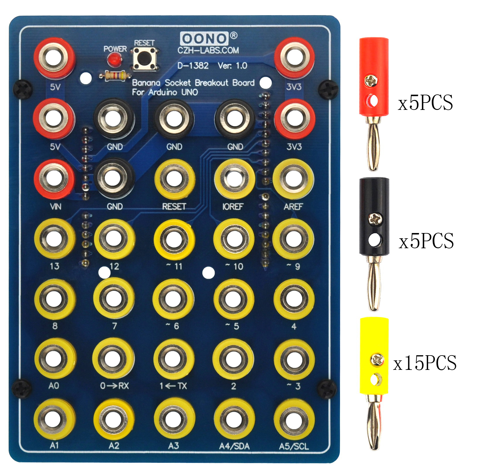 Banana Socket GPIO Breakout Board for Arduino UNO R3