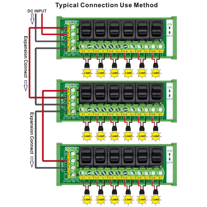 DIN Rail Mount 6 Channel Paddle Rocker Switch DC Power Distribution ...