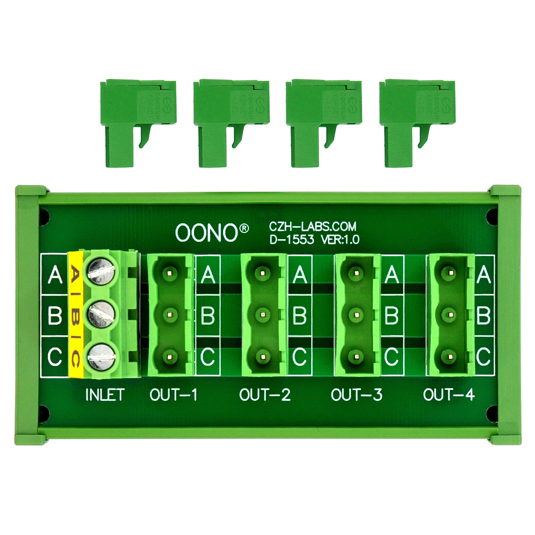 DIN Rail Mount 30A/300V 4x3 Position Pluggable Terminal Block ...