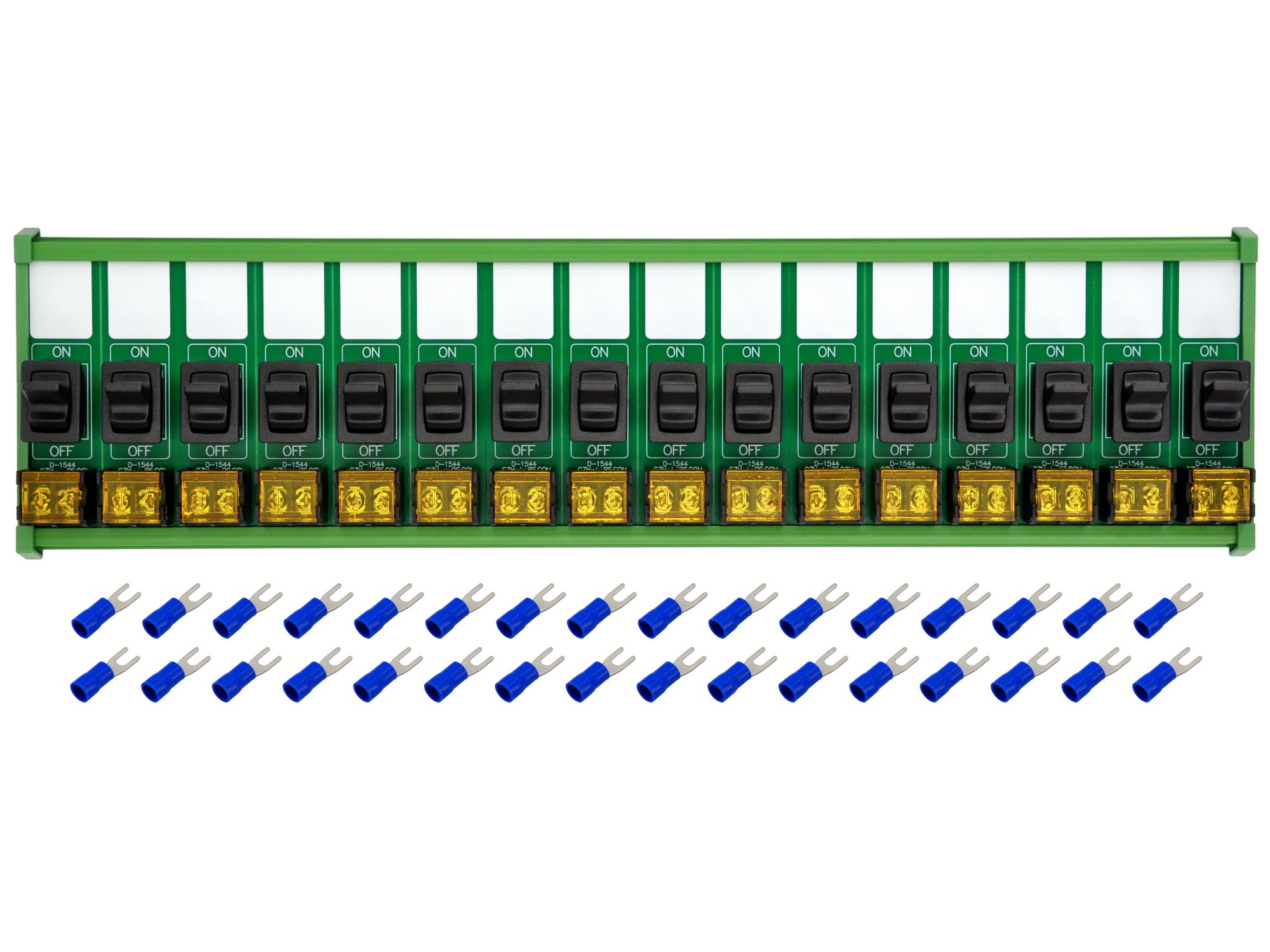 DIN Rail Mount 16 Channel Paddle Rocker Switch Module, 10Amp 250VAC / 50VDC