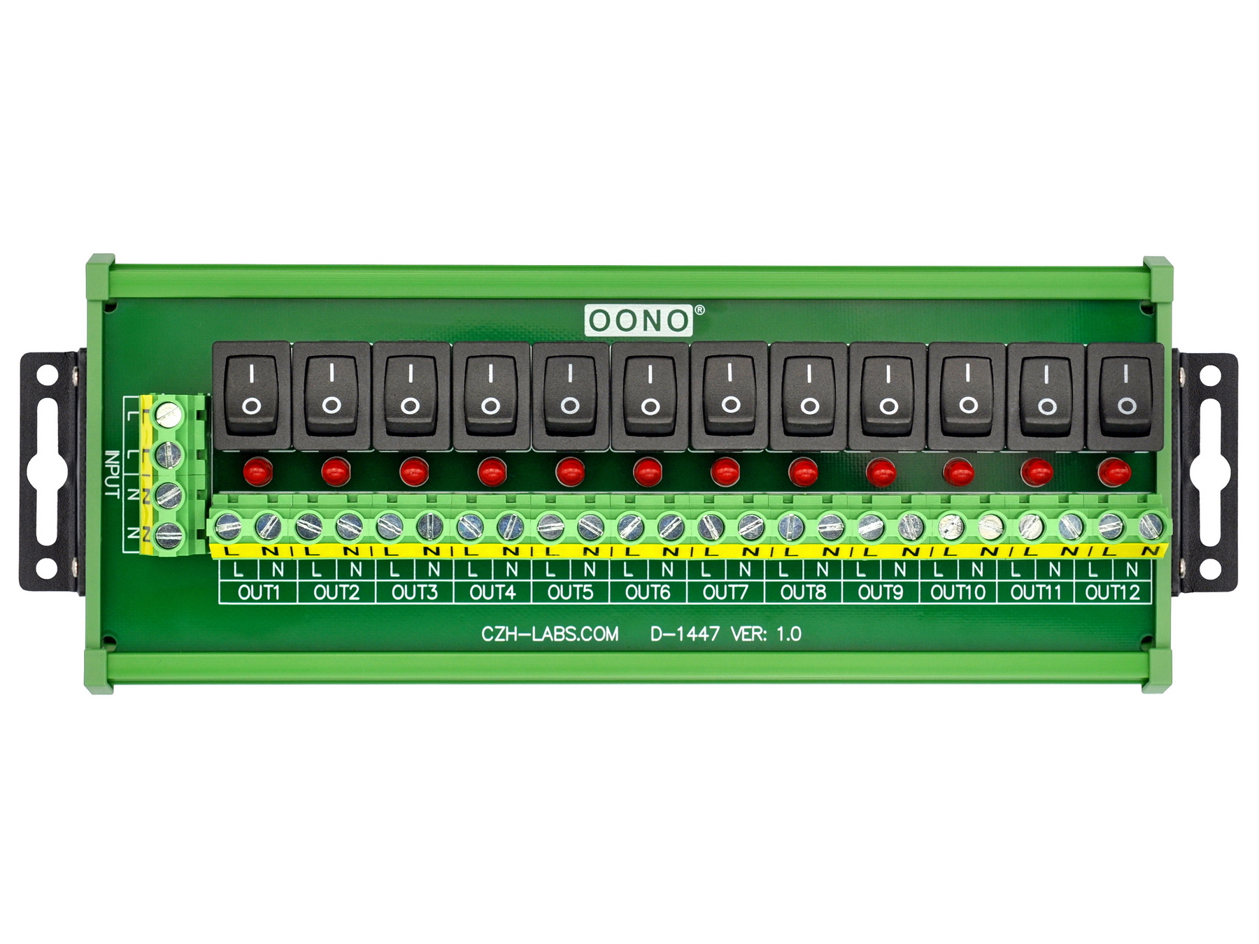 Wall Mount 12 Channel Rocker Switch AC 115V 230V Power Distribution ...