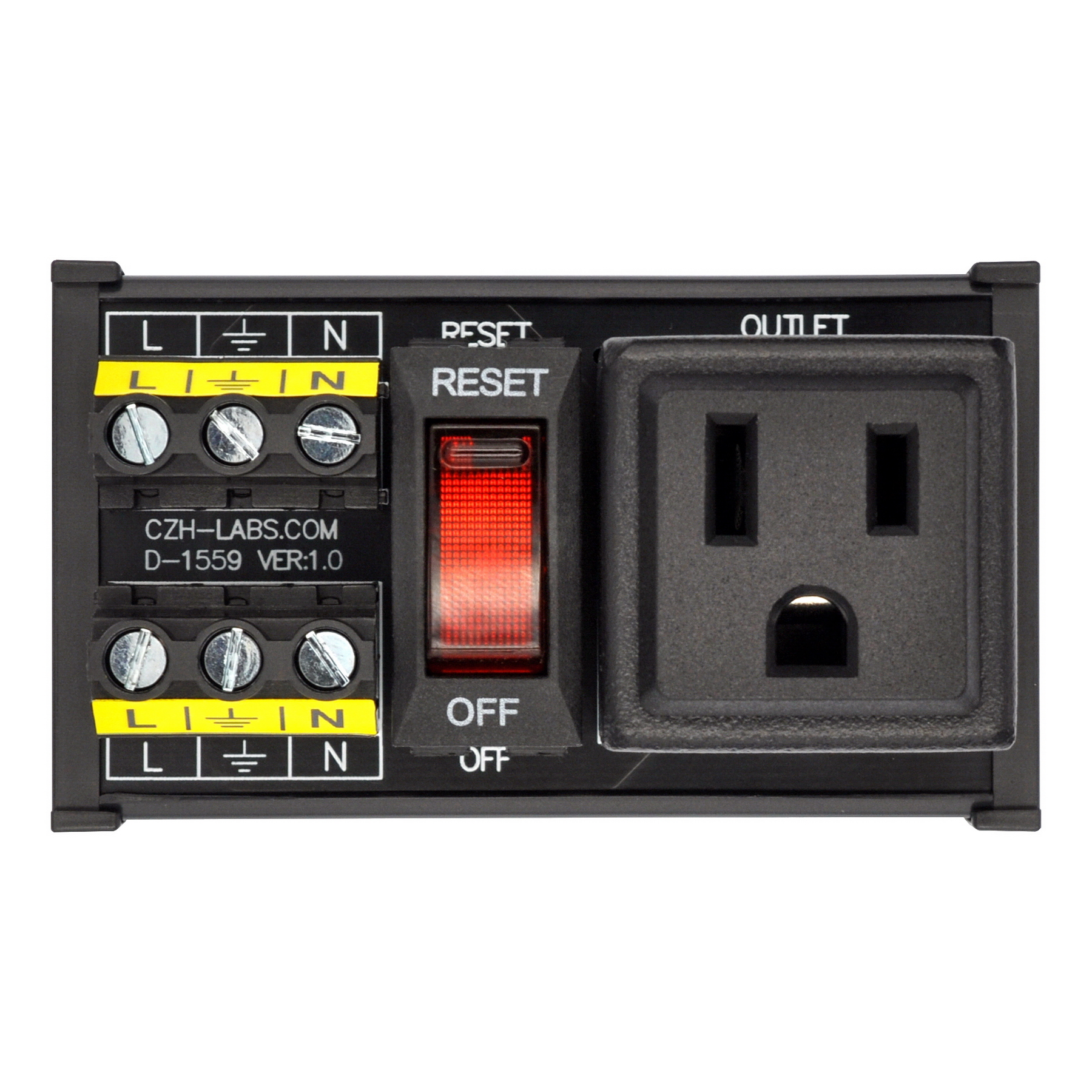 DIN Rail Mount AC 120V NEMA 5-15R Single Receptacle Outlet Power Strip ...
