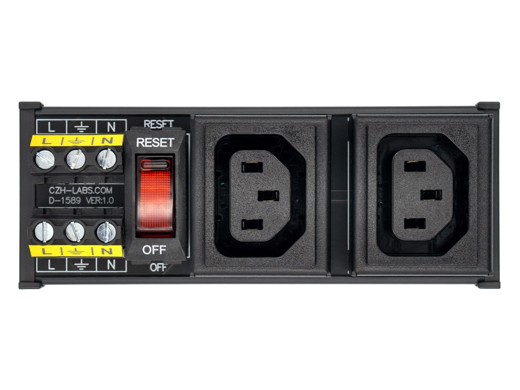 DIN Rail Mount AC 250V IEC320 C13 Double Receptacle Outlet Power Strip ...