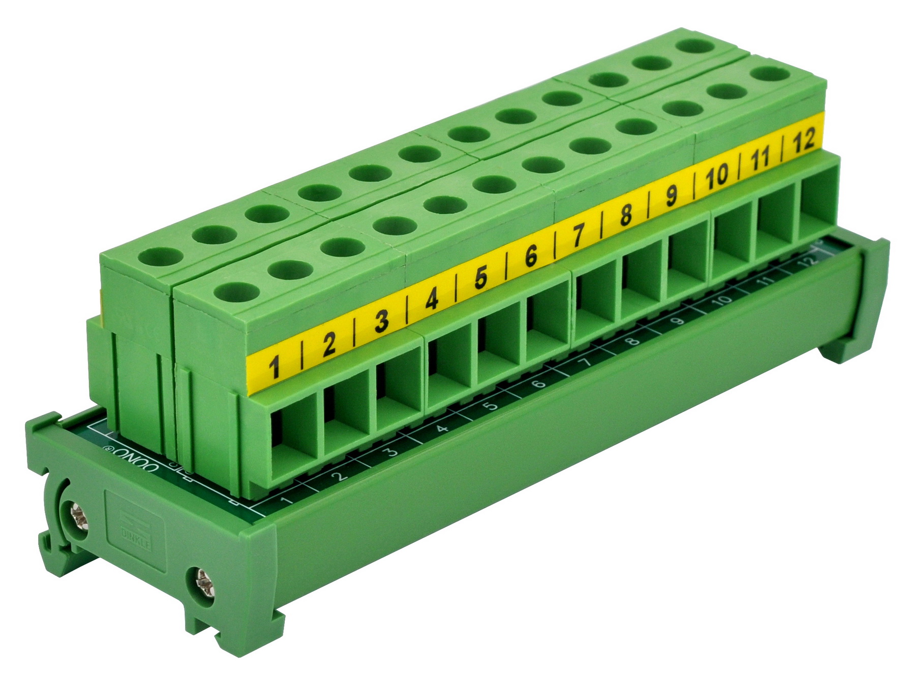 DIN Rail Mount 52Amp 300V 12 Position Screw Terminal Block Distribution ...