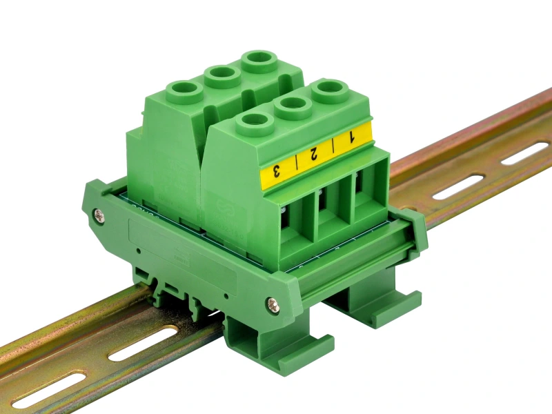 DIN Rail Mount 90Amp 600V 3 Position Screw Terminal Block Distribution ...