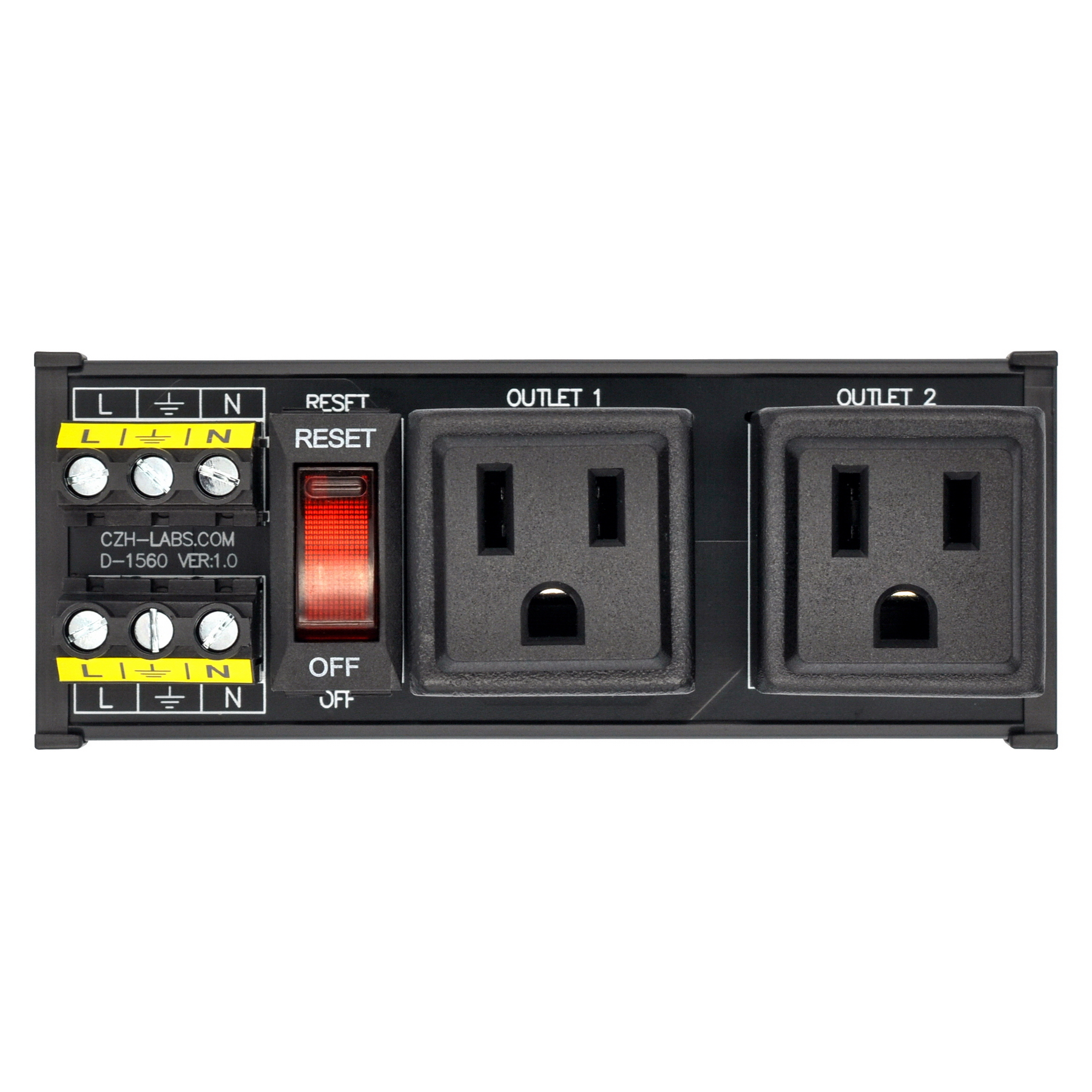 DIN Rail Mount AC 120V NEMA 5-15R Double Receptacles Outlet Power Strip ...