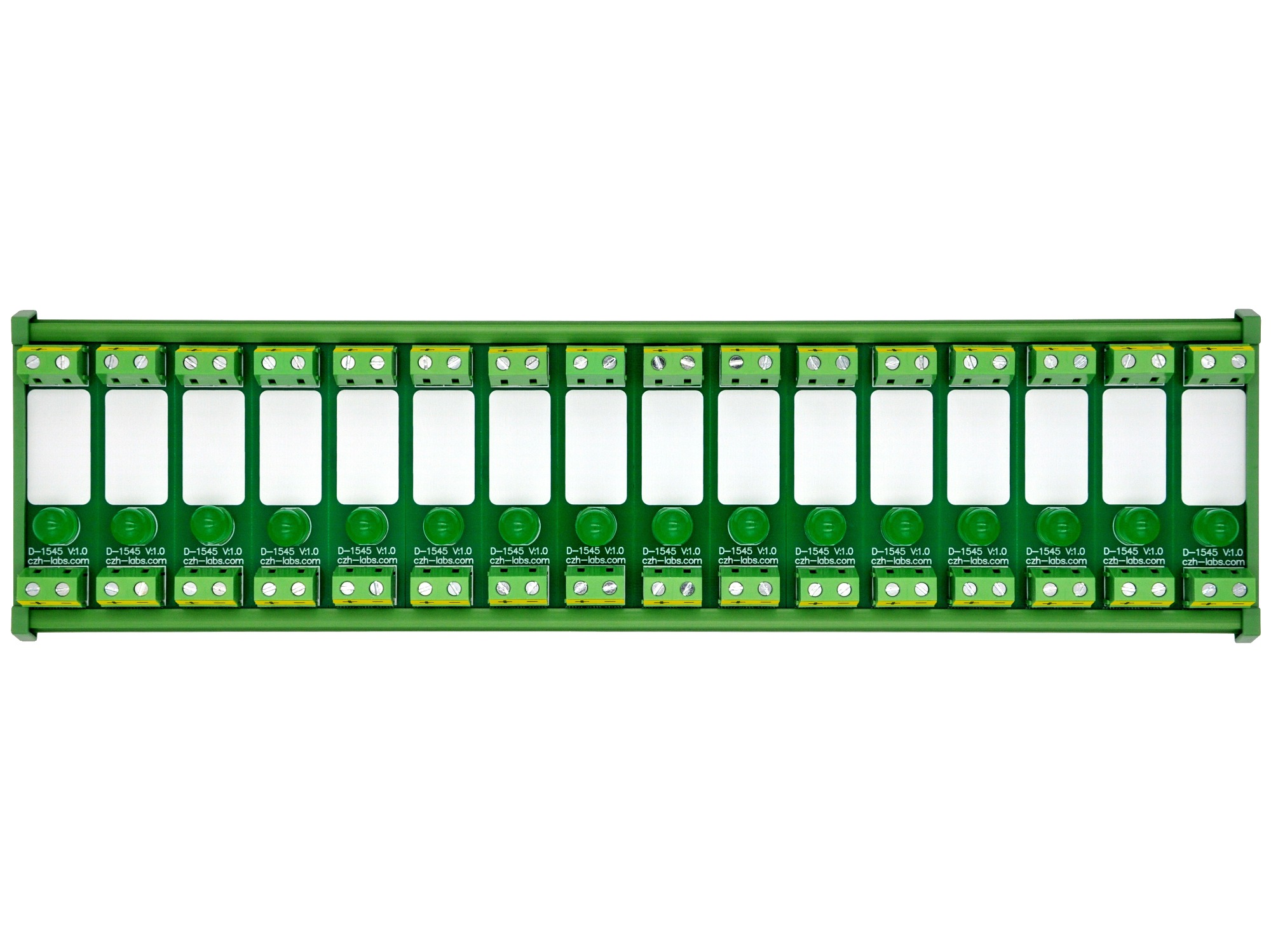 DIN Rail Mount AC/DC 5-32V 16 Channel Green 10mm LED Indicator Light Module