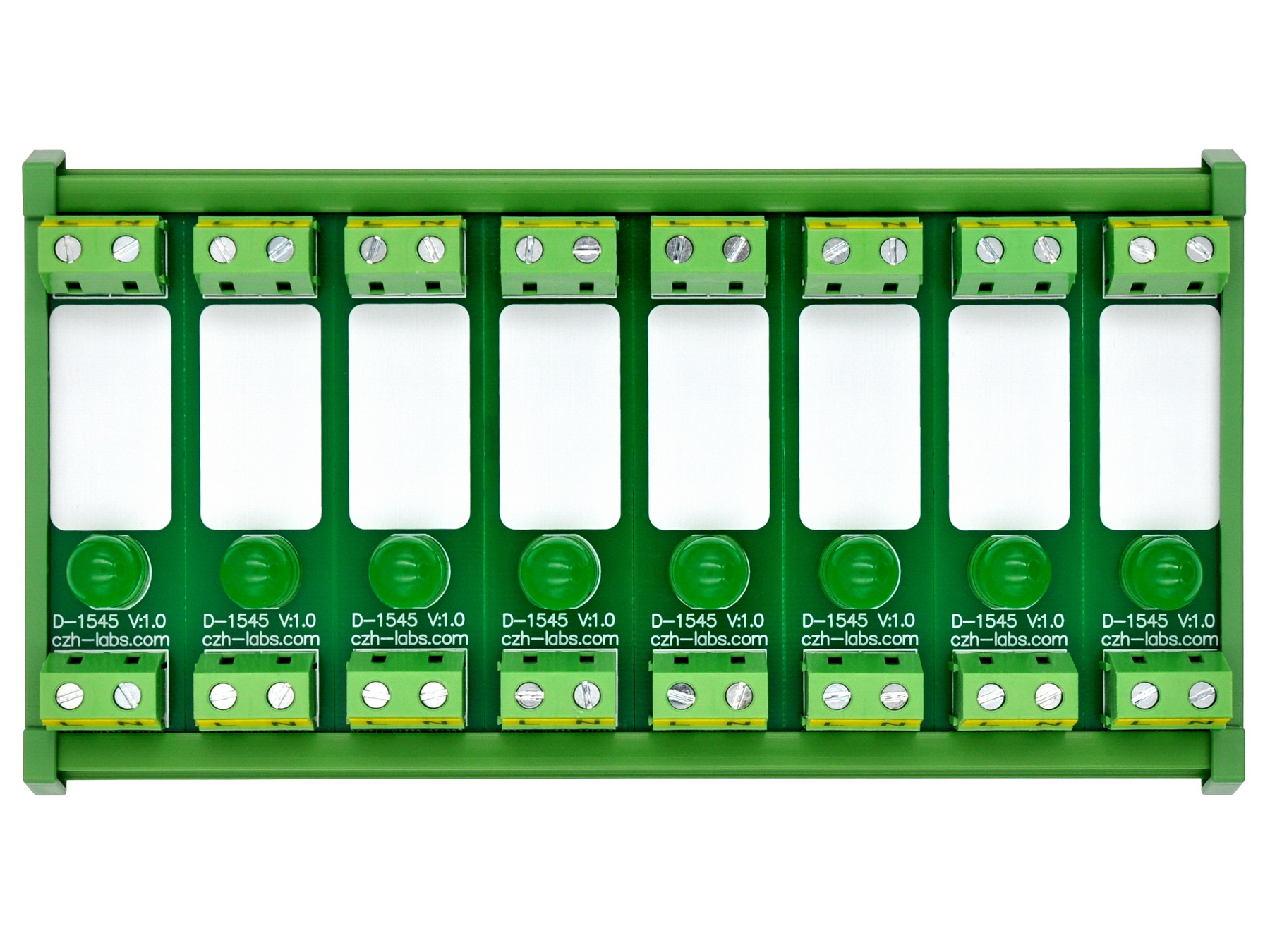 DIN Rail Mount AC 60-280V 8 Channel Green 10mm LED Indicator Light Module