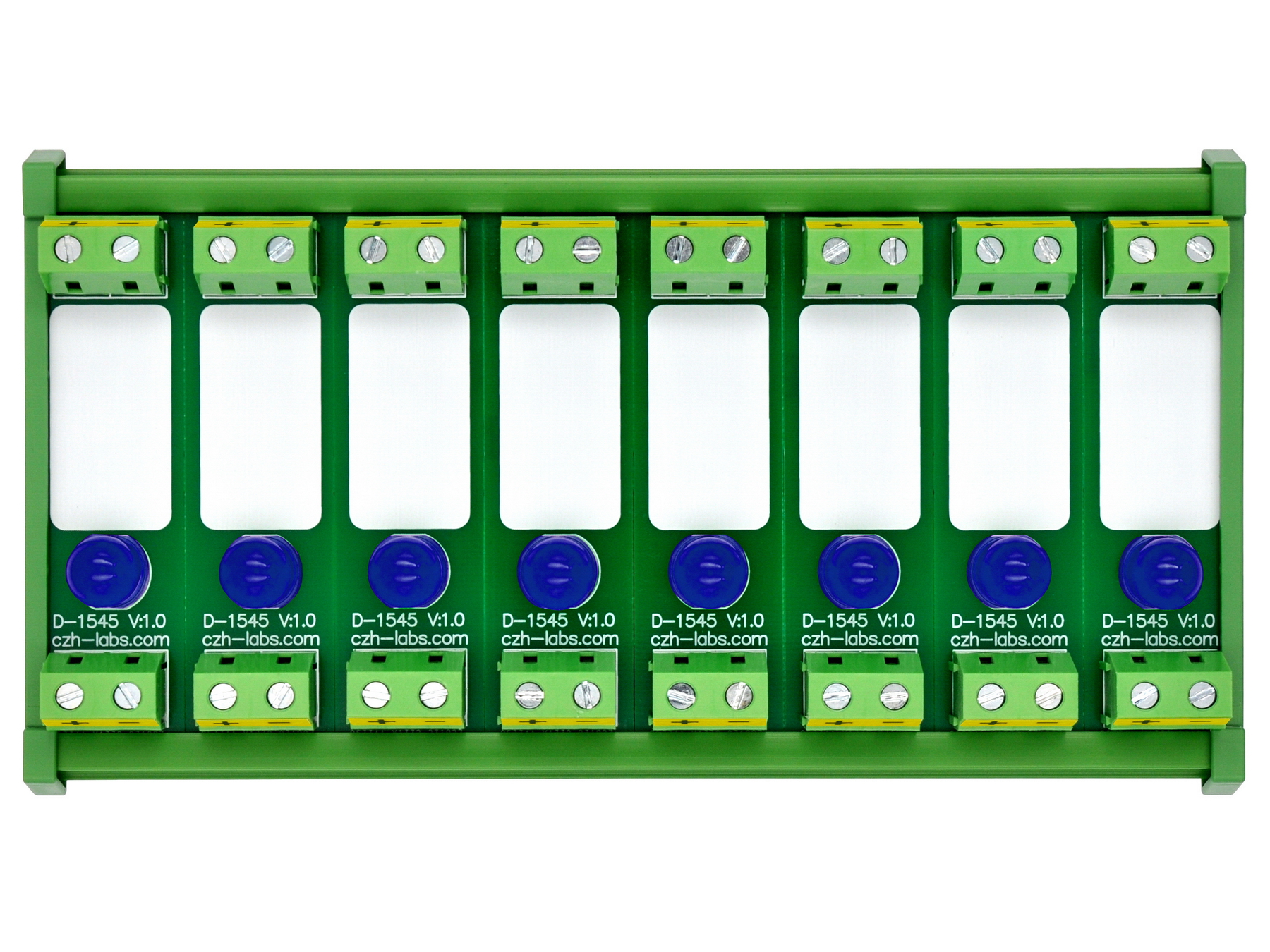 DIN Rail Mount AC/DC 5-32V 8 Channel Blue 10mm LED Indicator Light Module