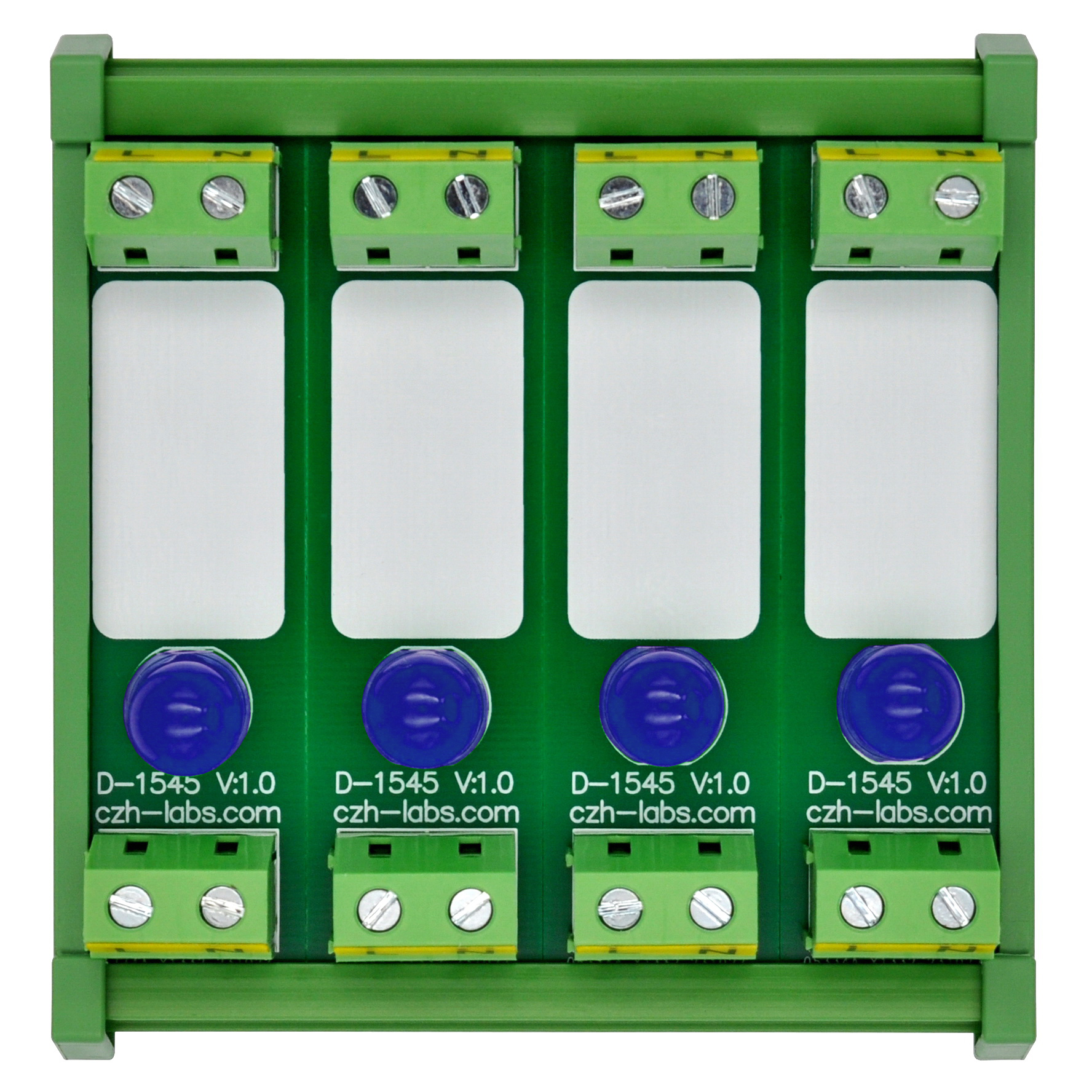 DIN Rail Mount AC 60-280V 4 Channel Blue 10mm LED Indicator Light Module