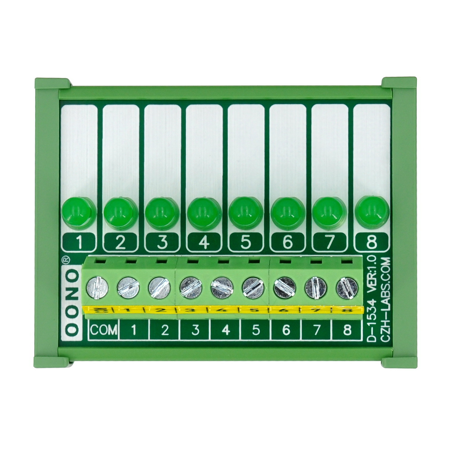 DIN Rail Mount 8 Green LED Indicator Light Module, Support 5-50VDC ...