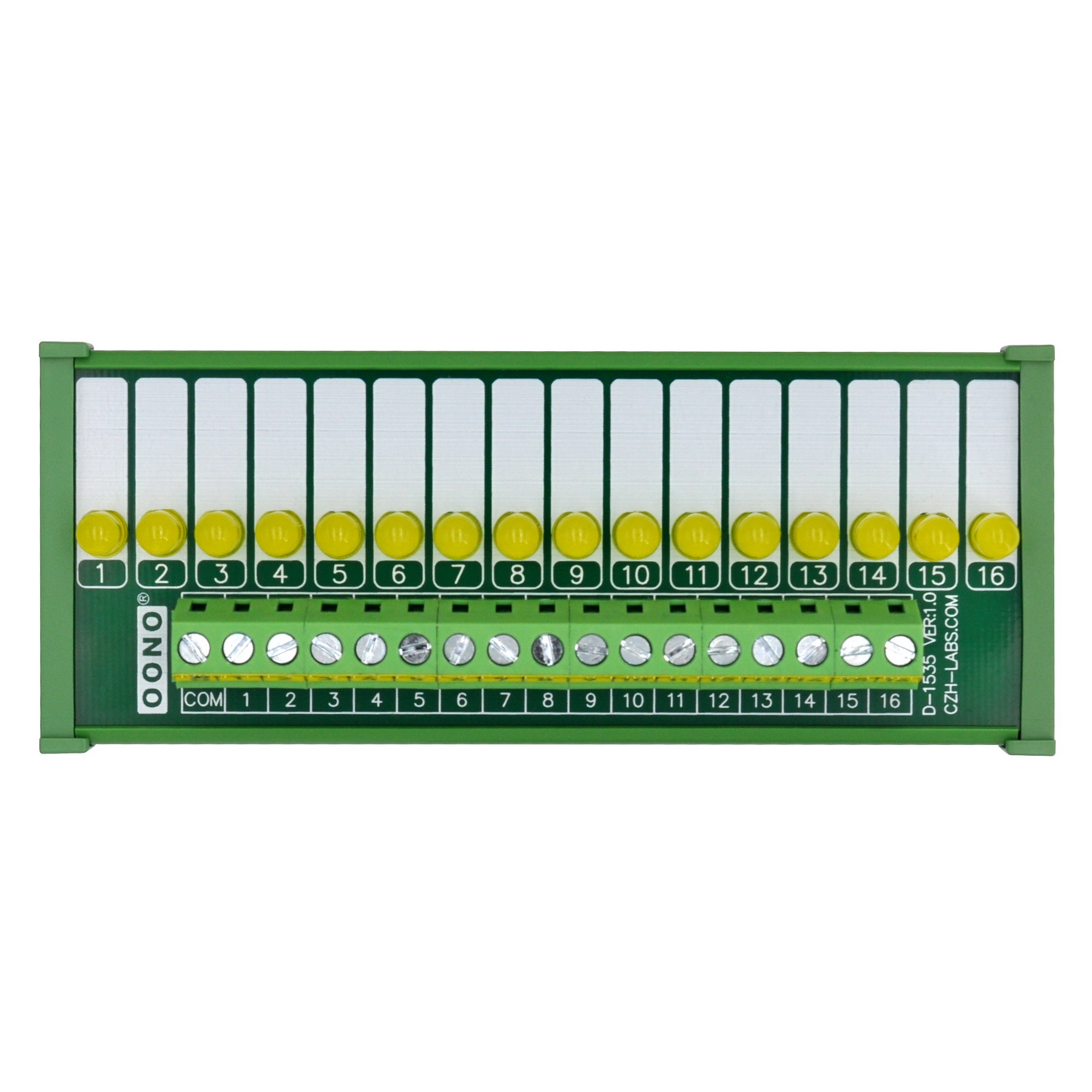 DIN Rail Mount 16 Yellow LED Indicator Light Module, Support 5-50VDC ...