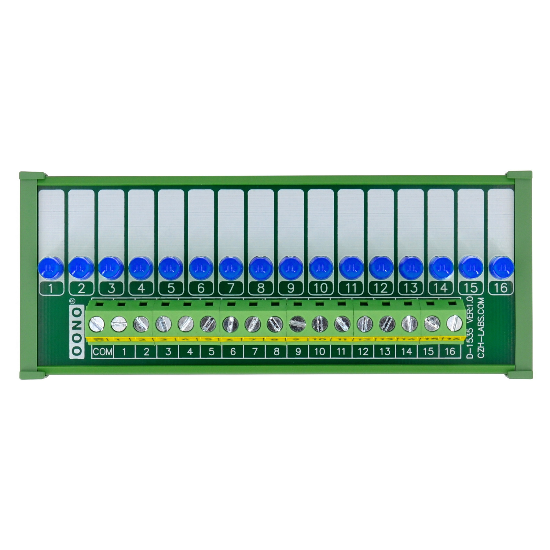 DIN Rail Mount 16 Blue LED Indicator Light Module, Support 5-50VDC ...