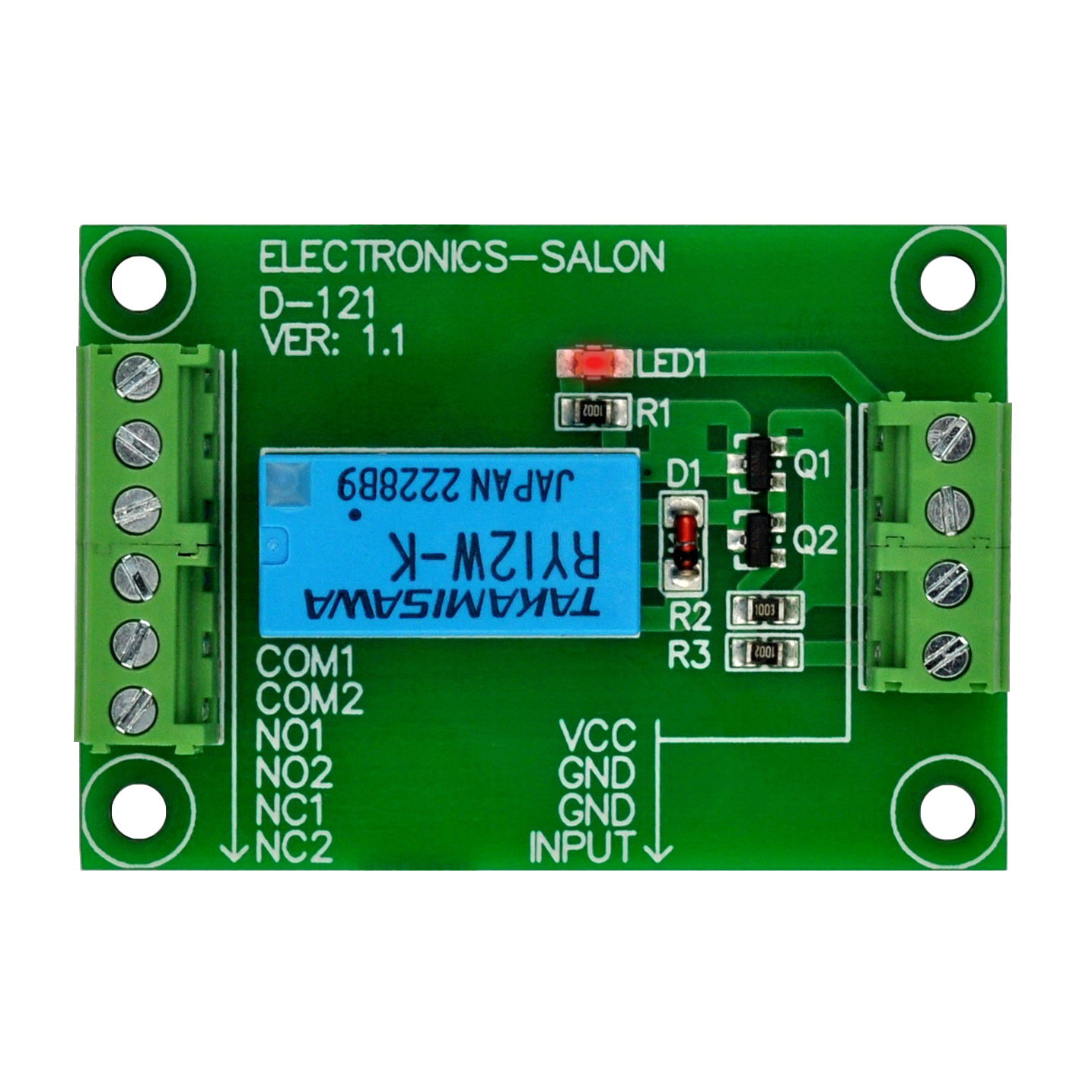 ELECTRONICS-SALON DPDT Signal Relay Module, 12Vdc, RY12W-K Relay. Has Assembled. ELECTRONICS ...