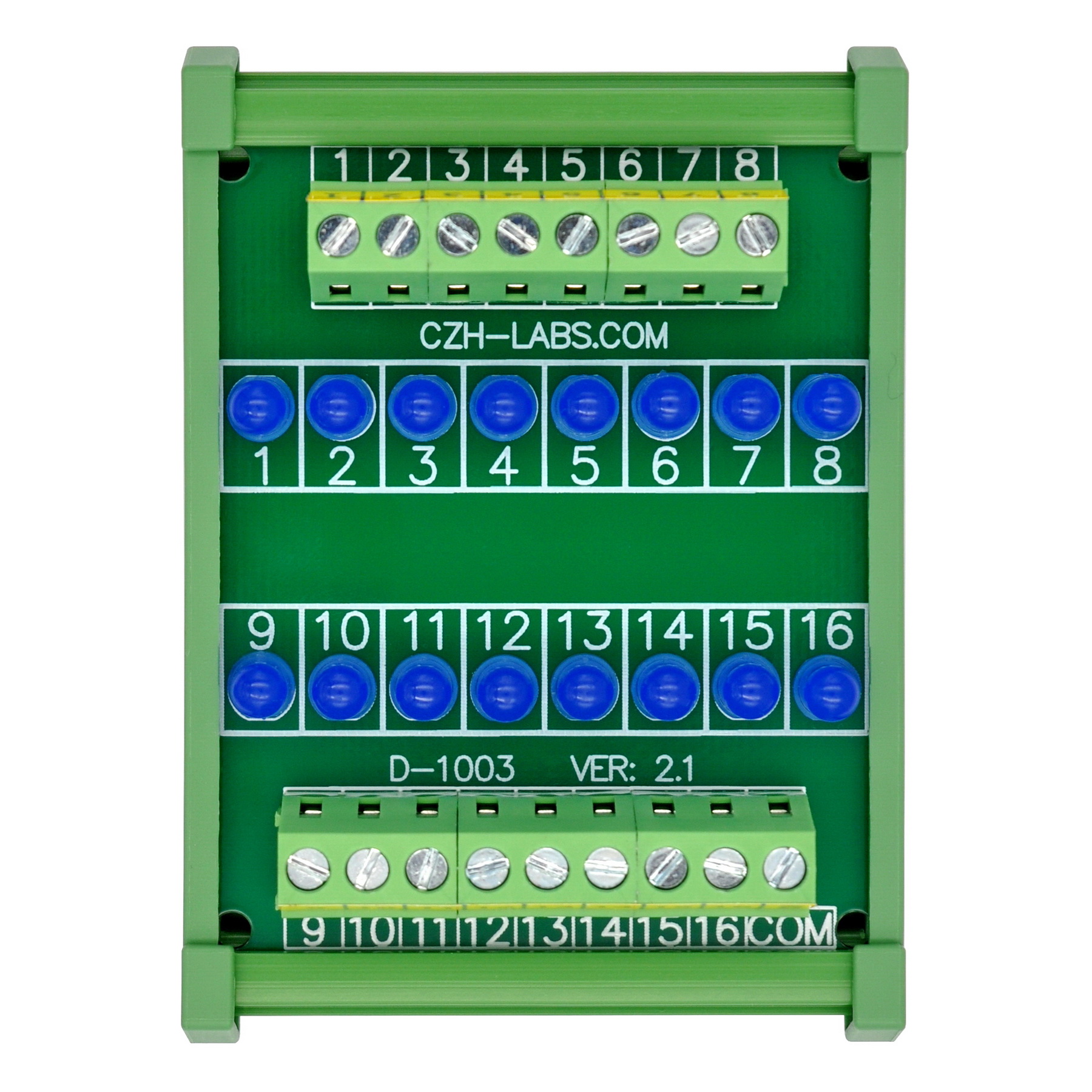 DIN Rail Mount 16 LEDs Indicator Light Module, Blue, Support 5~50VDC ...