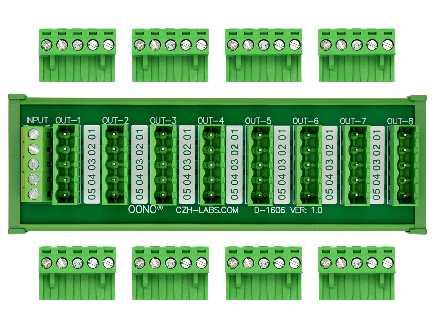 DIN Rail Mount 10A/300V 8x5 Pole Pluggable Screw Terminal Block ...