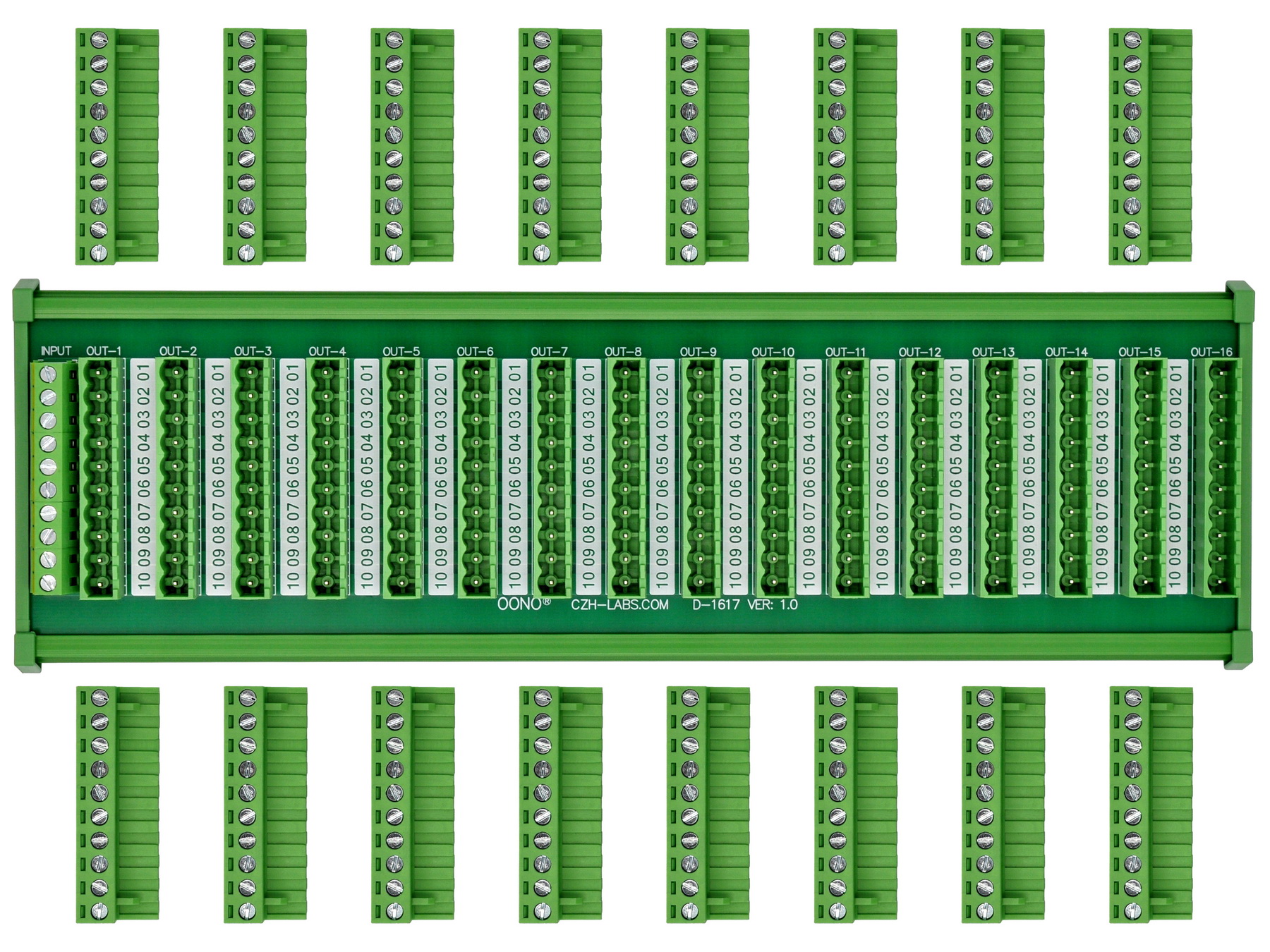 DIN Rail Mount 10A/300V 16x10 Pole Pluggable Screw Terminal Block ...