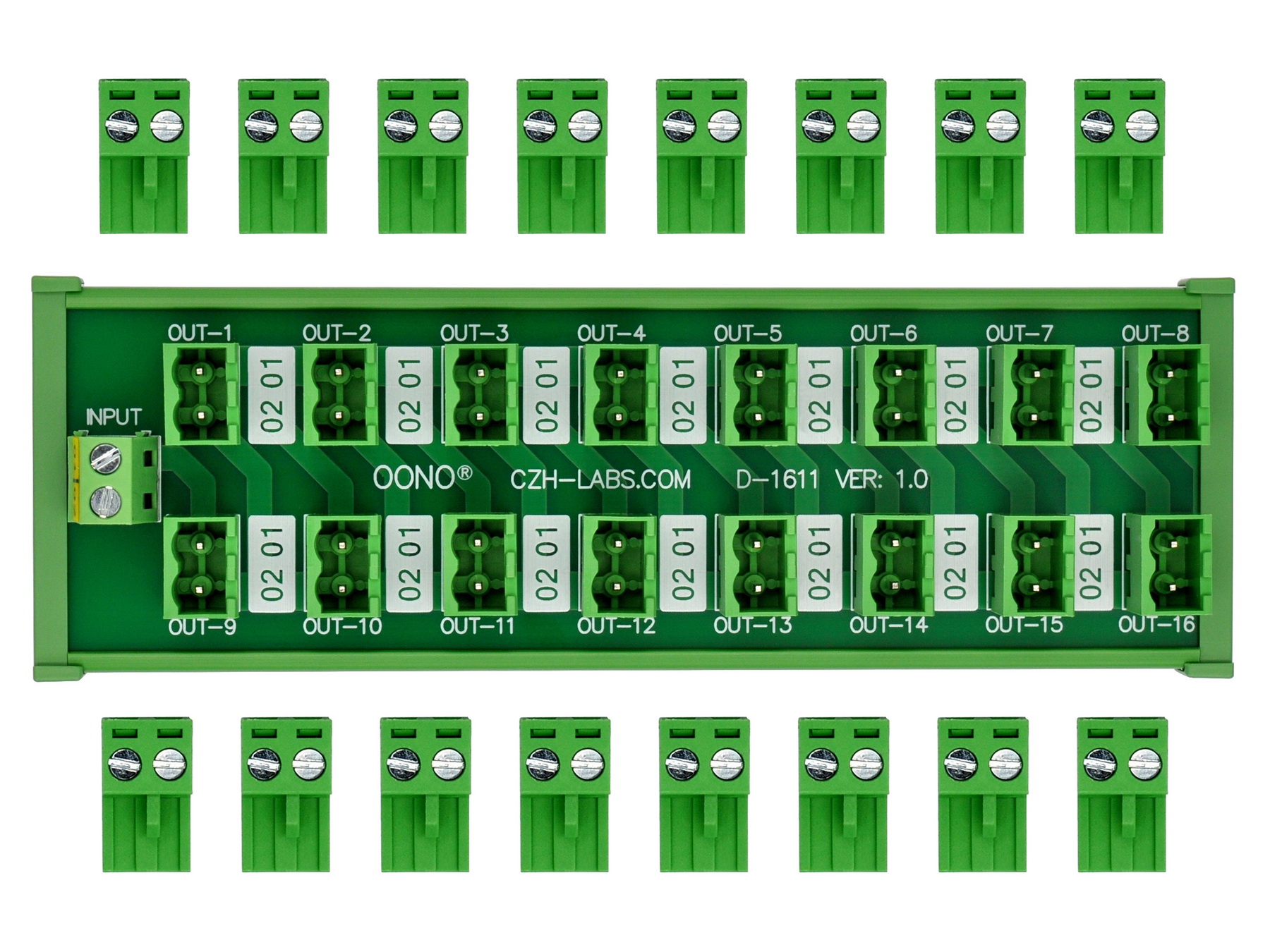 DIN Rail Mount 10A/300V 16x2 Pole Pluggable Screw Terminal Block ...