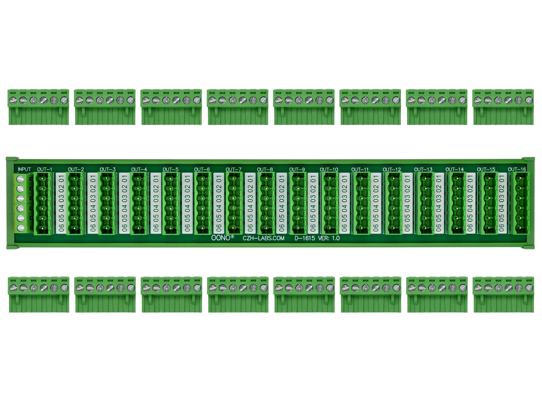 DIN Rail Mount 10A/300V 16x6 Pole Pluggable Screw Terminal Block ...
