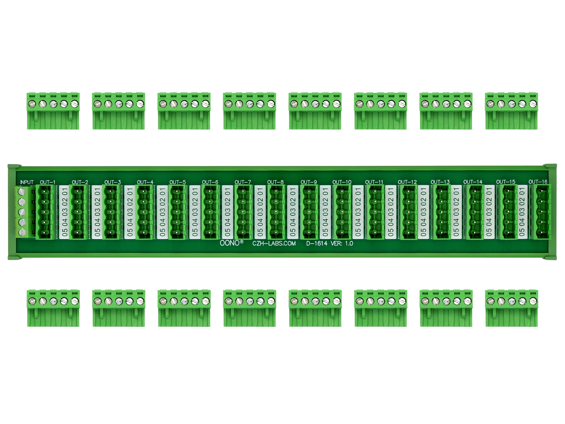 DIN Rail Mount 10A/300V 16x5 Pole Pluggable Screw Terminal Block ...