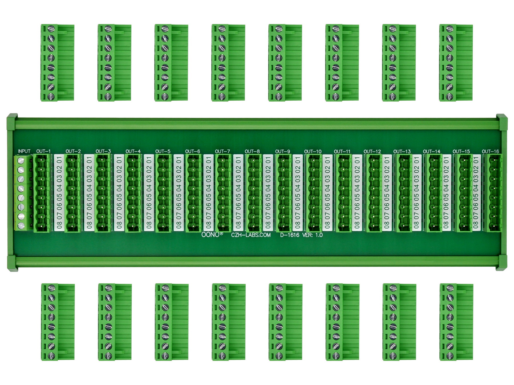 DIN Rail Mount 10A/300V 16x8 Pole Pluggable Screw Terminal Block ...