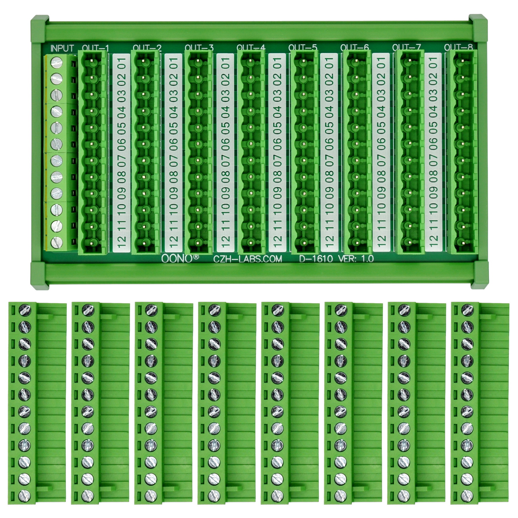 DIN Rail Mount 10A/300V 8x12 Pole Pluggable Screw Terminal Block ...