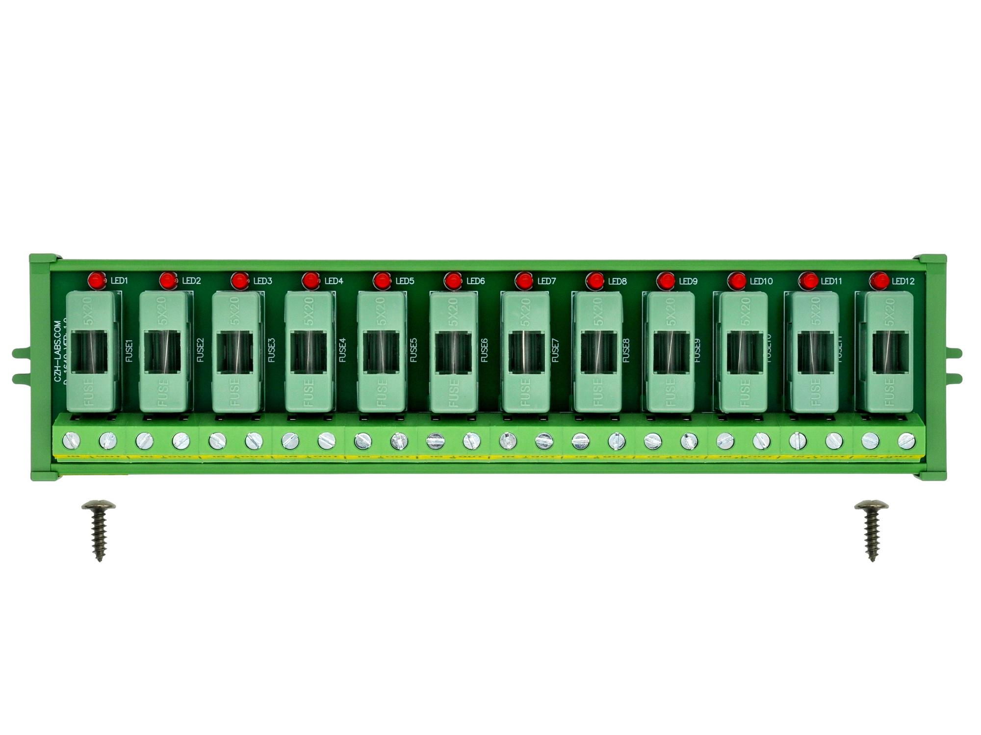 Screw Mount AC 24 - 250V 12 Channel Fuse Module, OONO D-1640AP