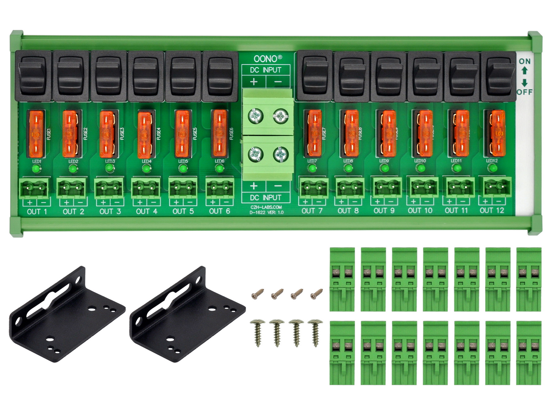 DC 52 Amp 12 Channel Power Distribution Module, Paddle Switch, Fused ...
