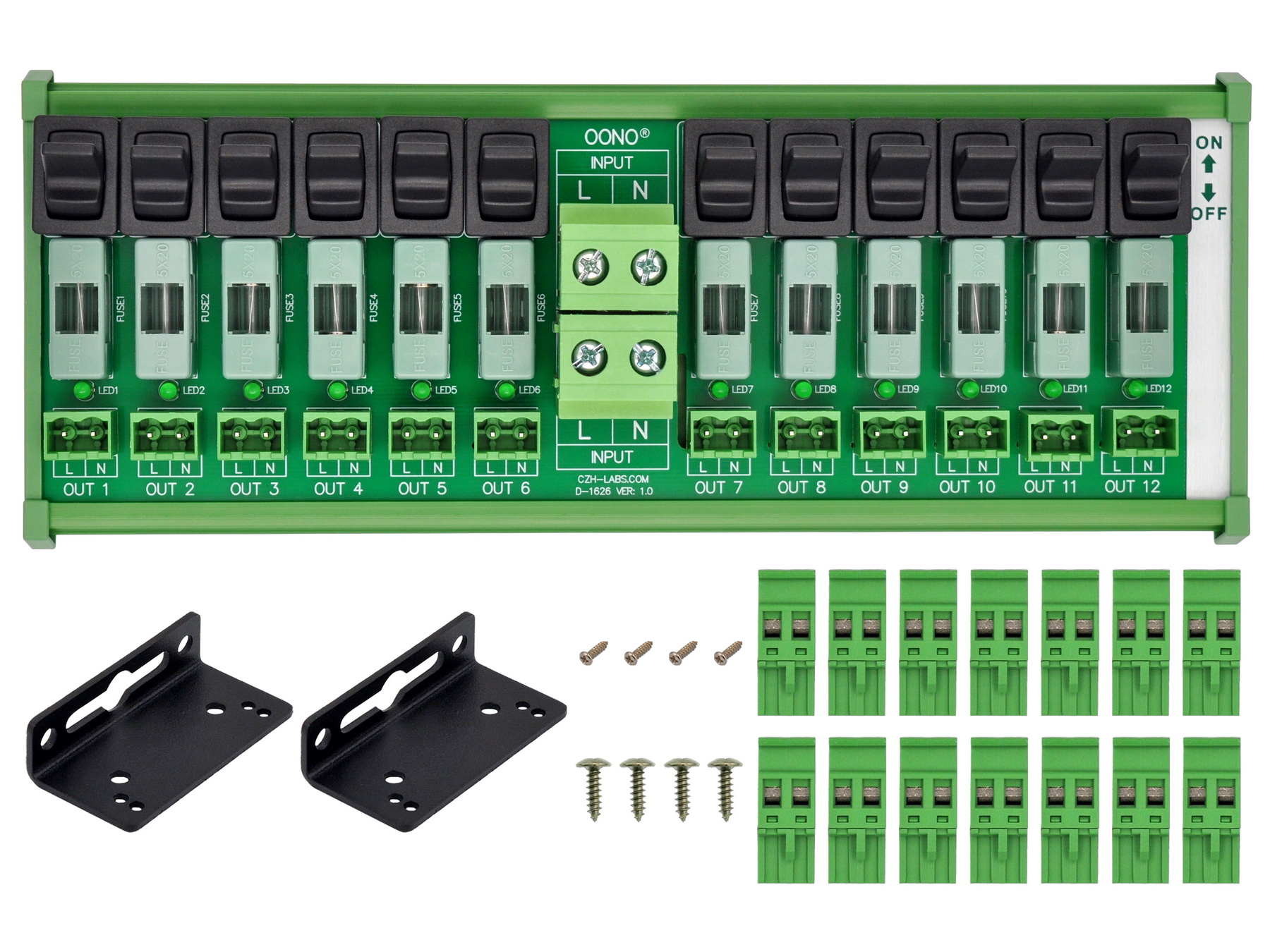 AC 52 Amp 12 Channel Power Distribution Module, Paddle Switch, Fused ...