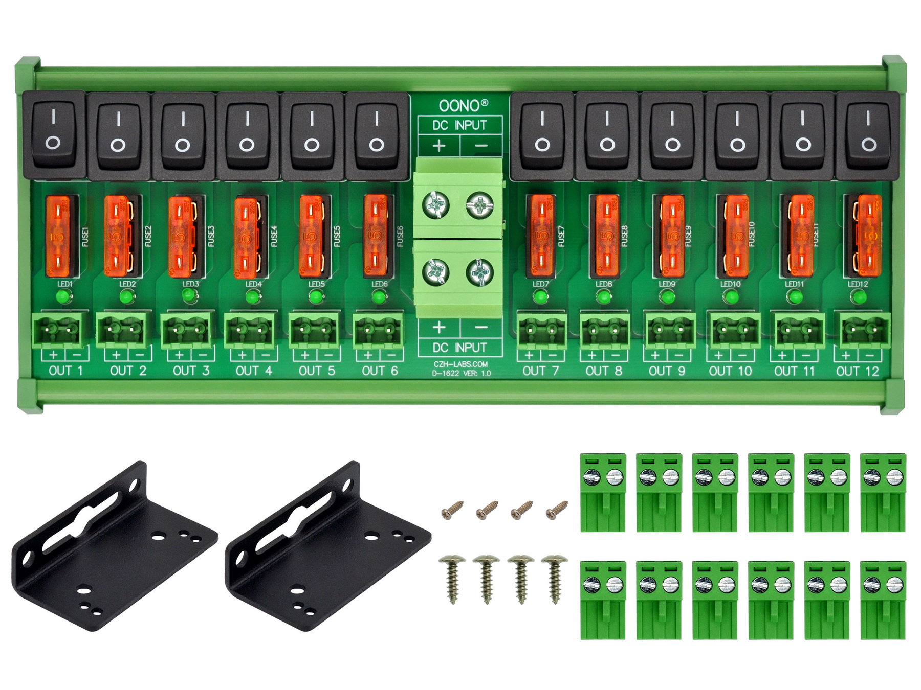 DC 52 Amp 12 Channel Power Distribution Module, Rocker Switch, Fused ...