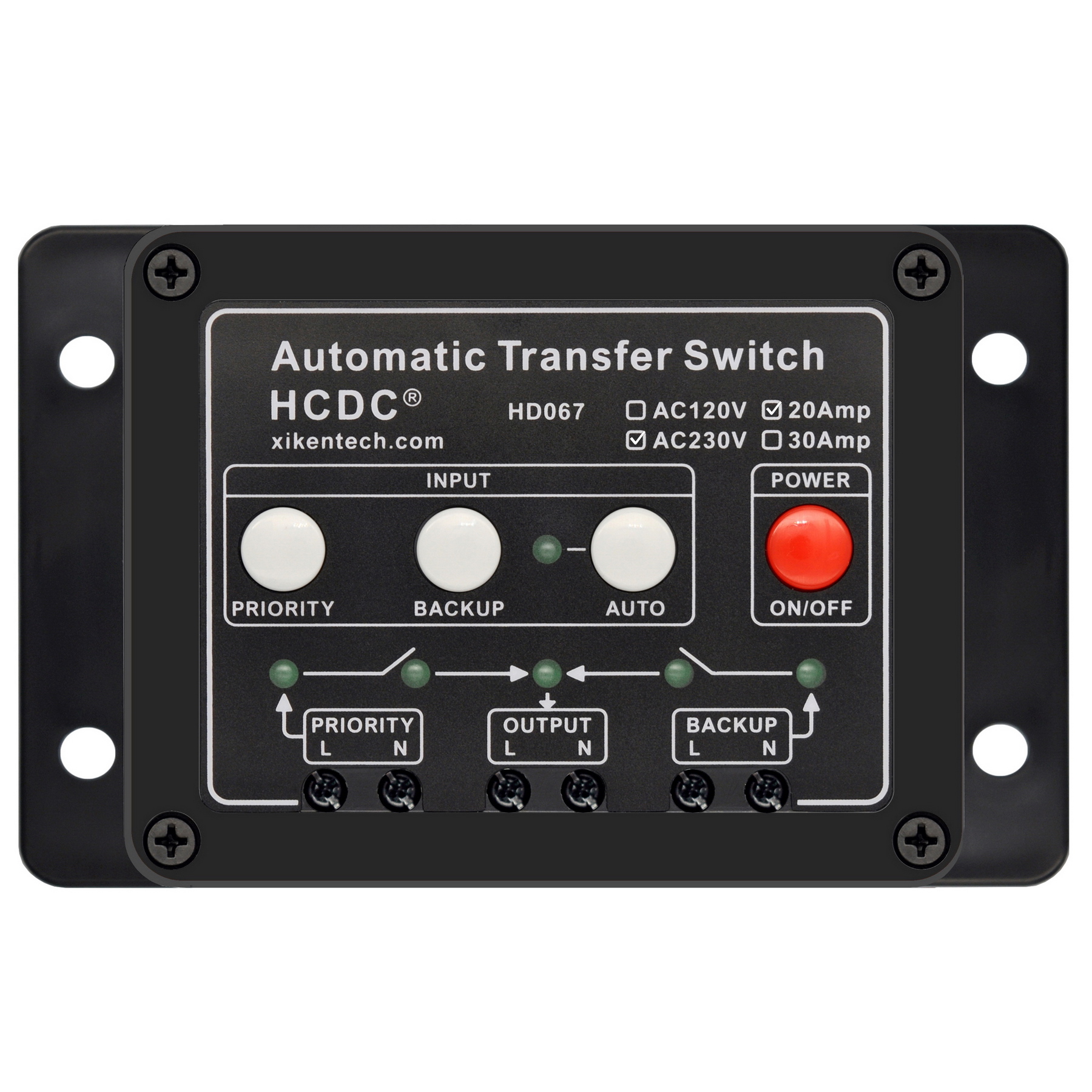 Automatic Transfer Switch, AC230V 20A, ATS Auto Transfer Switch, HCDC HD067