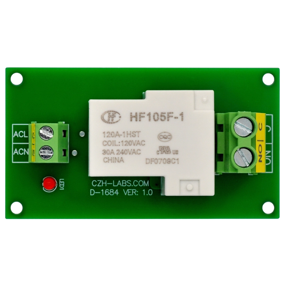 AC120V Coil SPST-NO 30 Amp Power Relay Module Board, 120VAC Relay