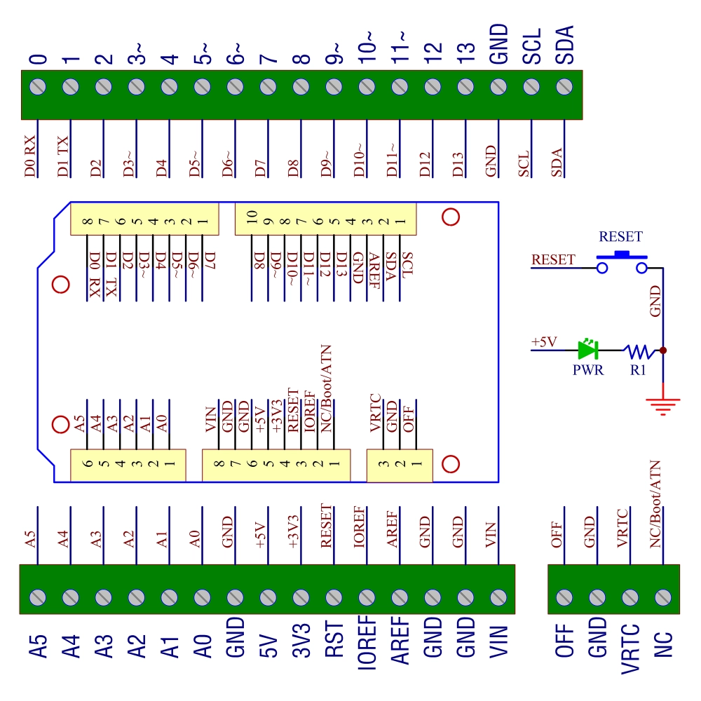 DIN Rail Mount Screw Terminal Block Adapter Module, For Arduino UNO R4 ...