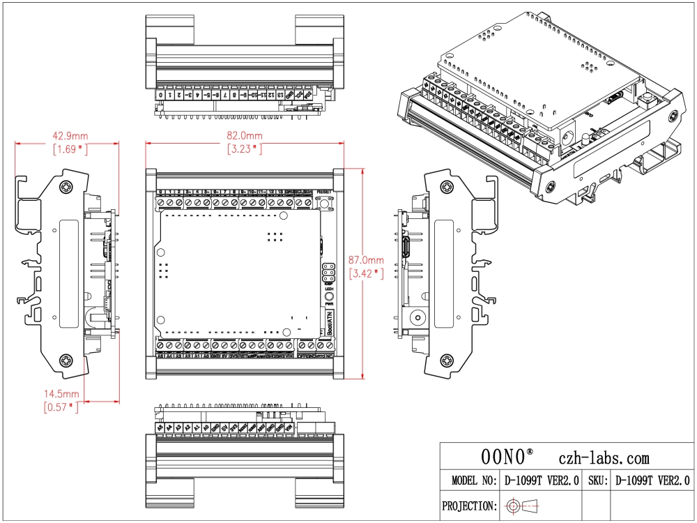 DIN Rail Mount Screw Terminal Block Adapter Module, For Arduino UNO R4 ...