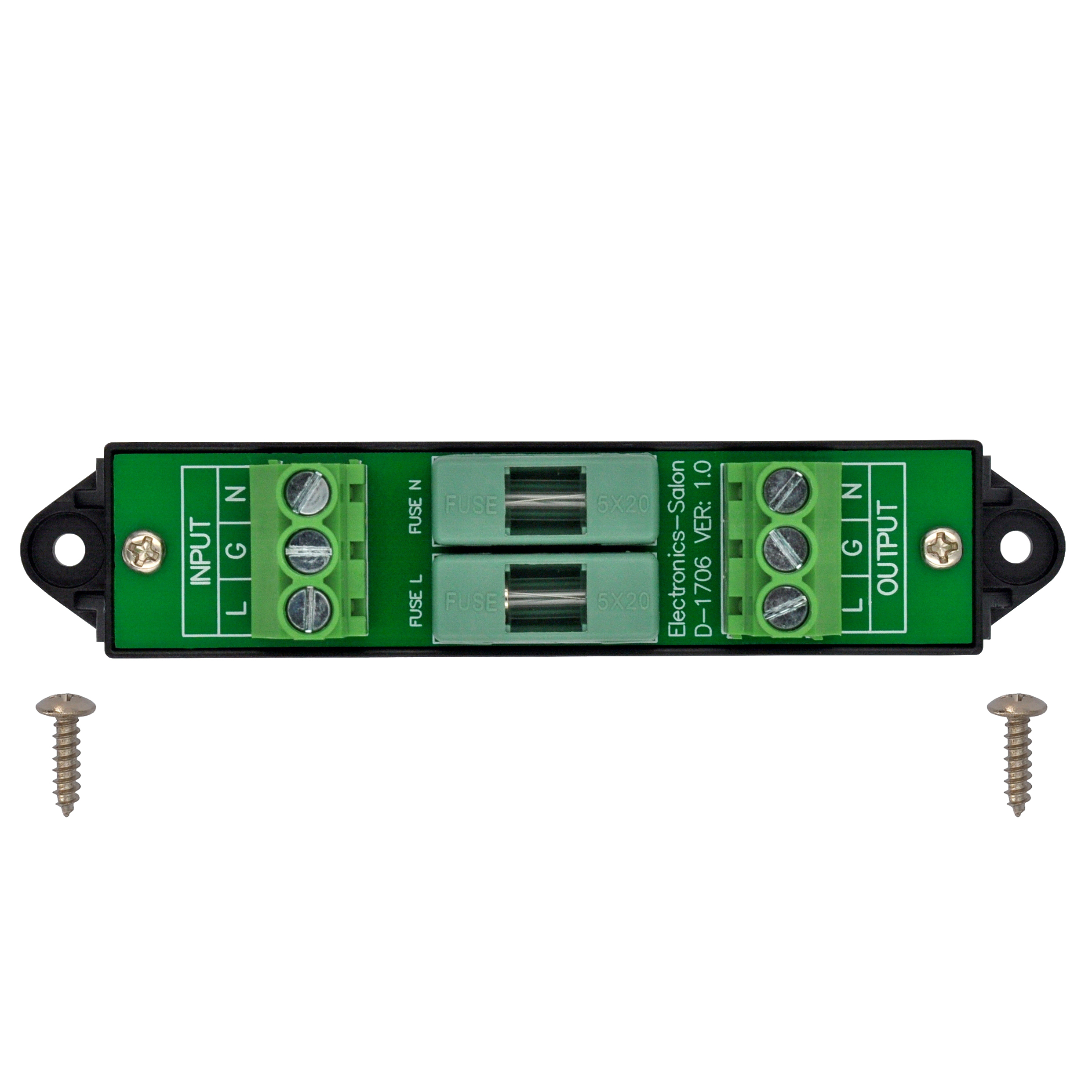 AC Live/Neutral Dual Channel 12 to 250V 6.3Amp Fuse Moudle, Screw Mount ...