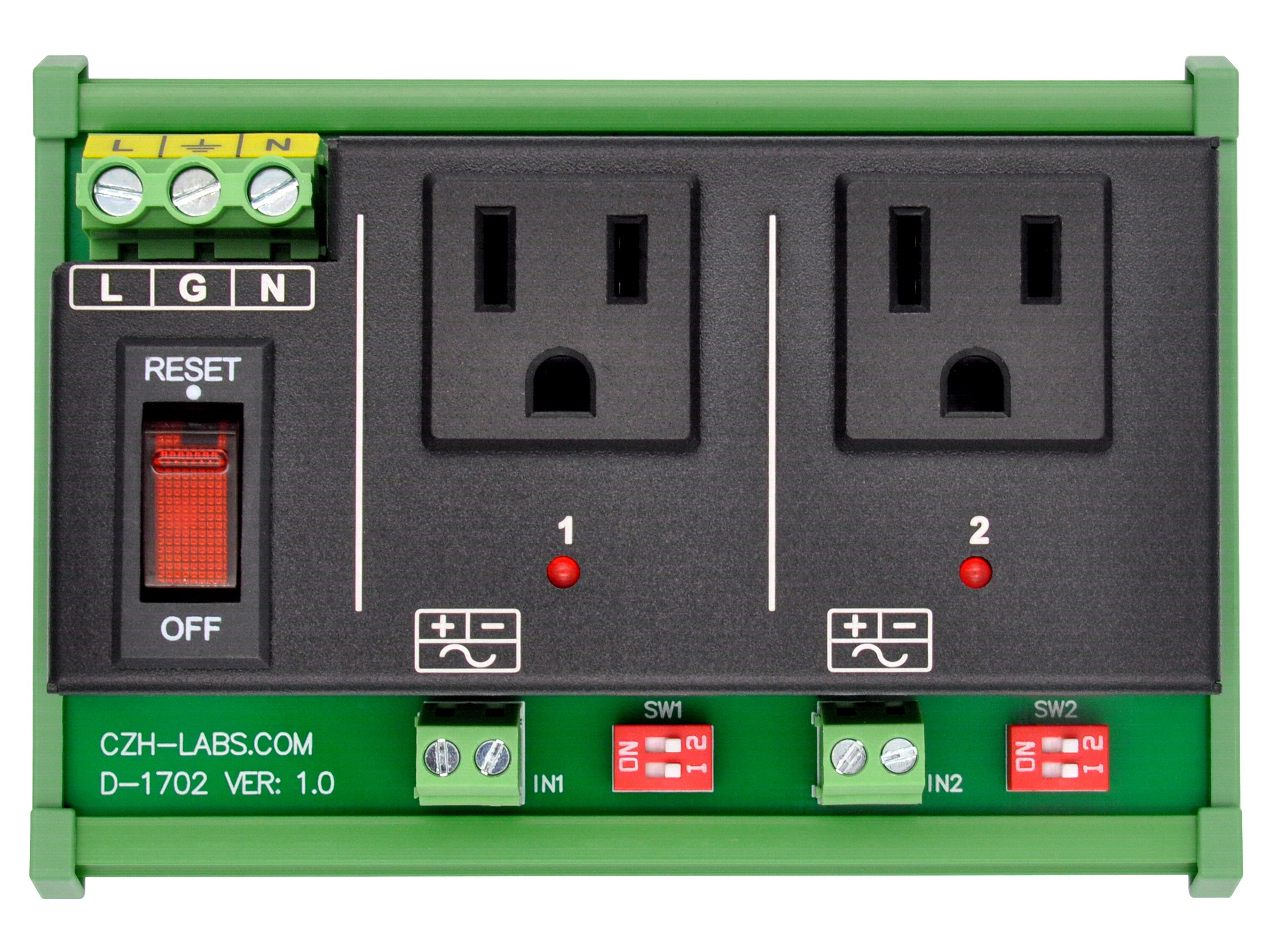 AC Power 2 Channel IoT Relay Outlet Module, DIN Rail or Screw Mounting ...