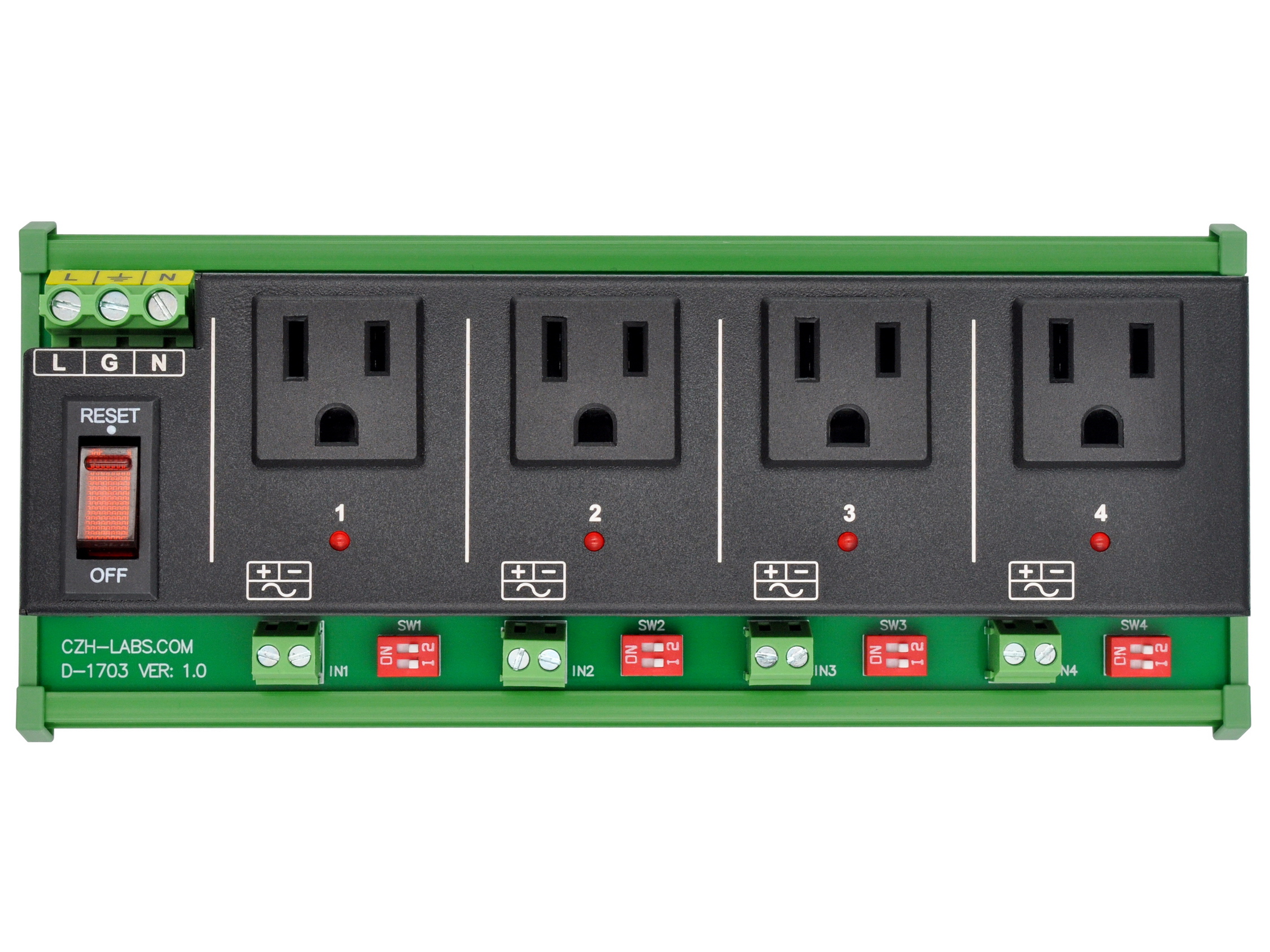 AC Power 4 Channel IoT Relay Outlet Module, DIN Rail or Screw Mounting ...