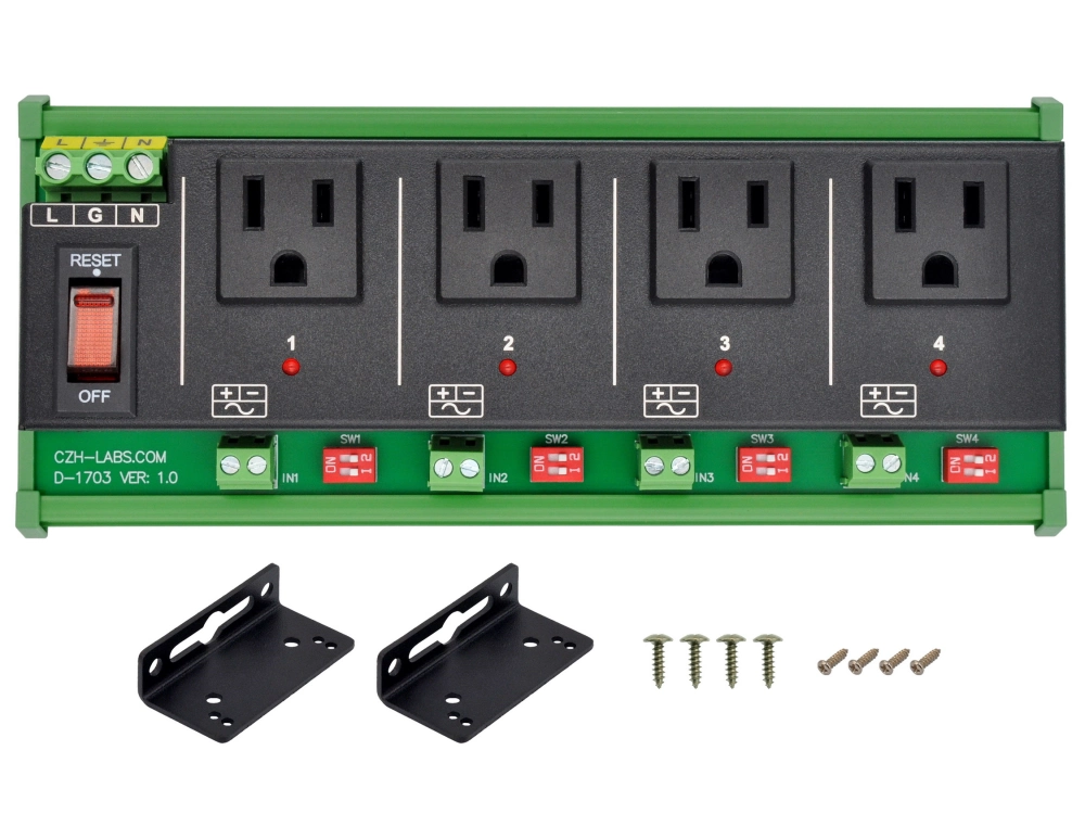 AC Power 4 Channel IoT Relay Outlet Module, DIN Rail or Screw Mounting ...