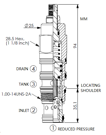 SUN PVFA Pilot-operated, pressure reducing/relieving valve with drain ...