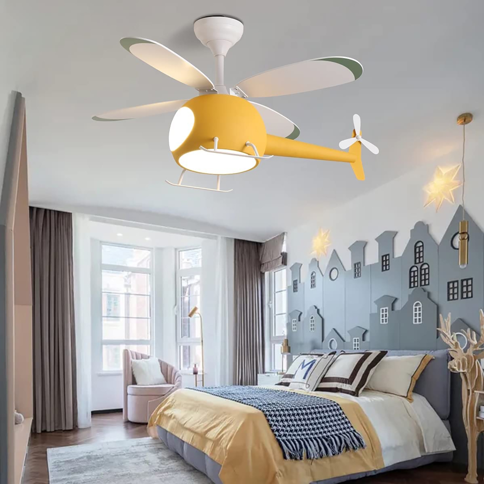 【XB-008】Children'S Room Lights Cartoon Airplane Bedroom Fan Lights ...