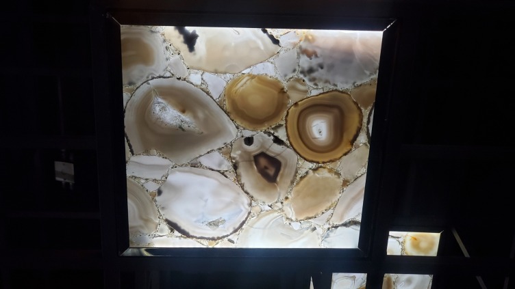 Luxury Villa interior translucent agate light brown Wall Decor Backlit ...