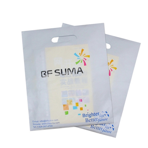 Custom design logo pe handle biodegradable shopping plastic bag