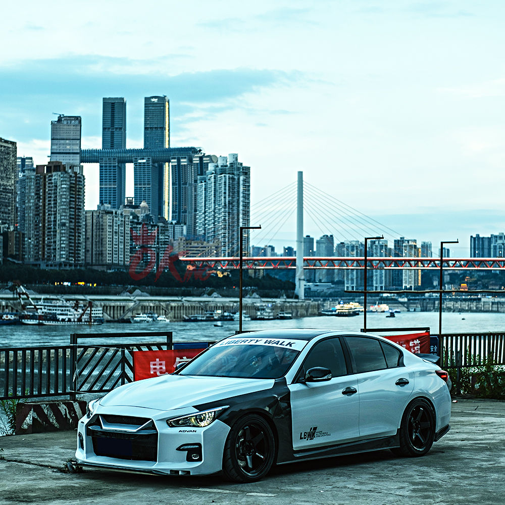 Liberty Walk Performance LB Style Half Carbon Fiber (CFRP) Front Bumper ...