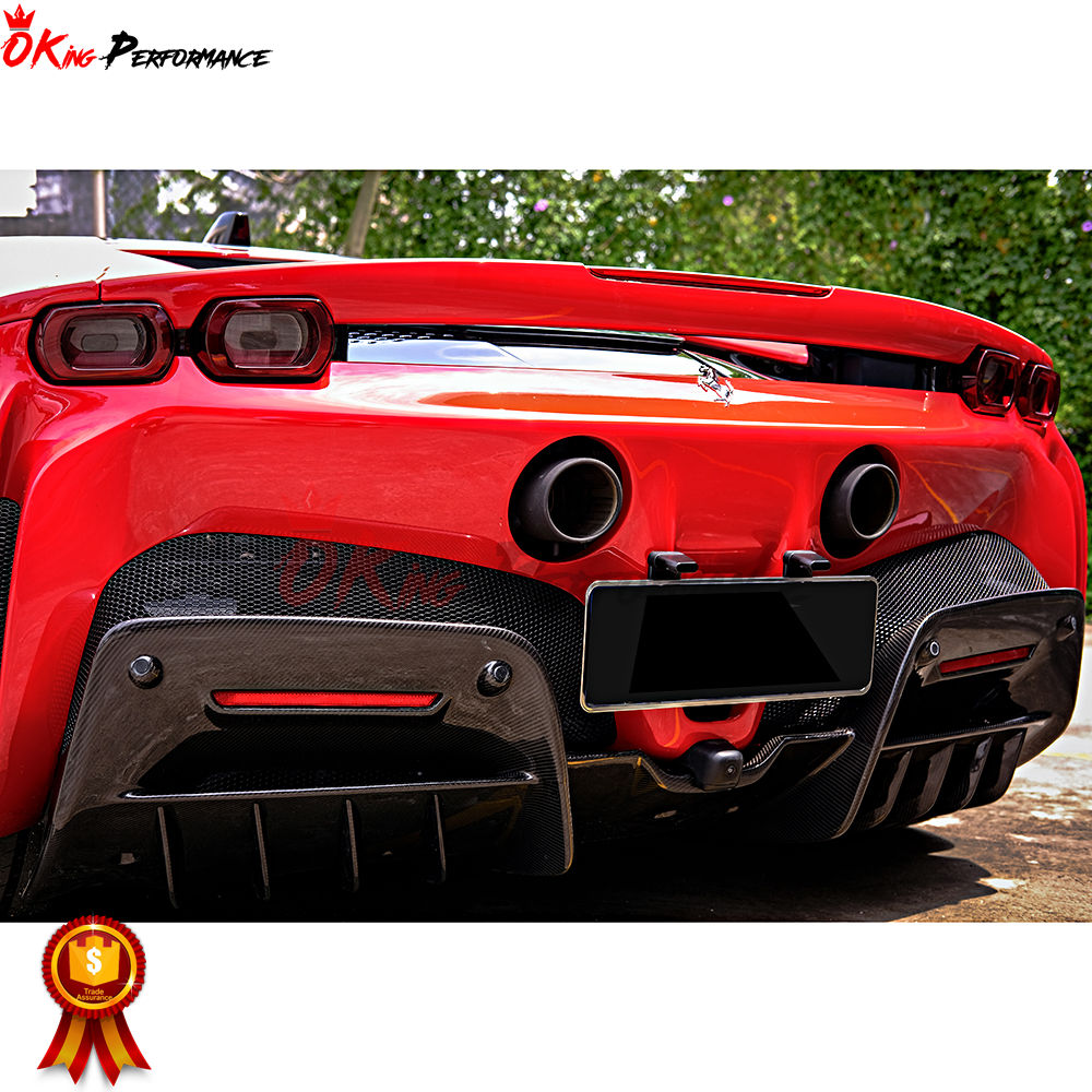 OEM Style Dry Carbon Fiber Rear Diffuser For Ferrari SF90 REAR SPLITTER LIP