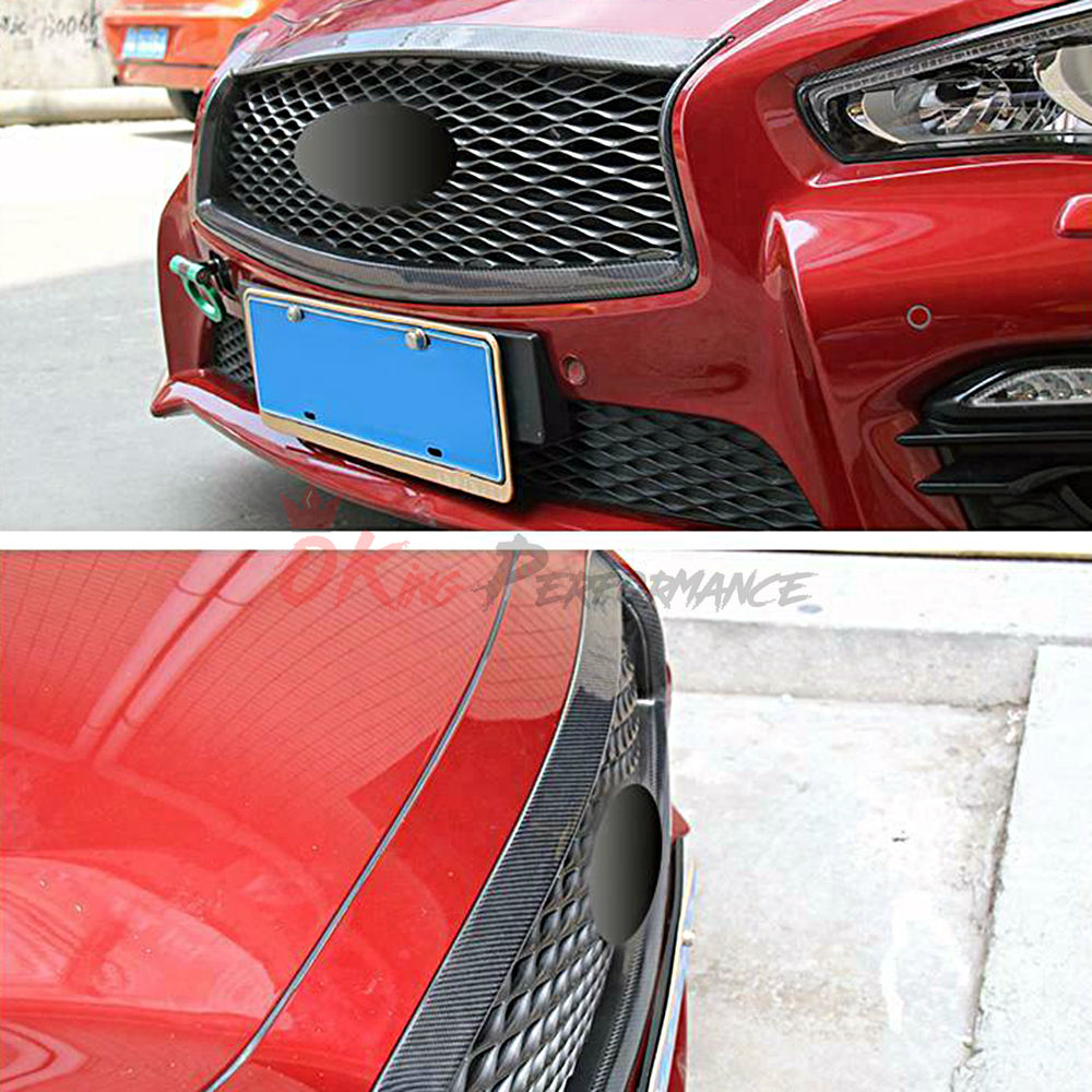 Dry Carbon Fiber Front Grill Cover For INFINITI Q50 2014-2021 Grille
