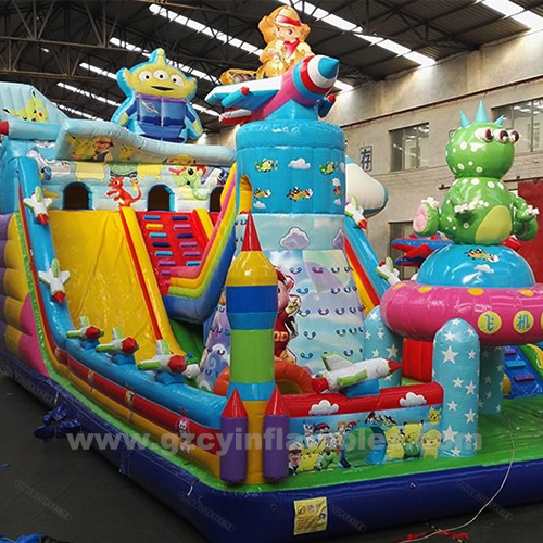 Inflatable combination slide, inflatable cartoon trampoline castle for kids