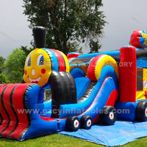 Commercial train inflatable combo jumping trampoline castle