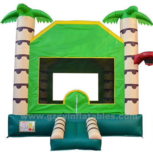 Inflatable Bounce House with Slide for Kids,Backyard Tropical Palm Tree ...